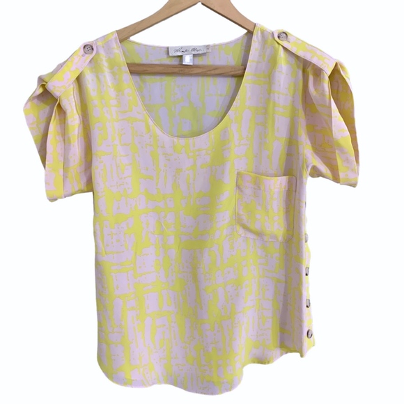 Hunter Dixon | Tops | Hunter Dixon Yellow Pale Pink Silk Blouse | Poshmark